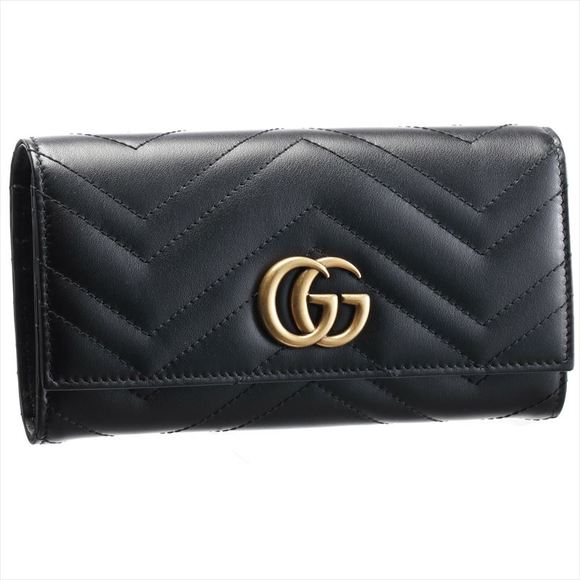 Gucci | Bags | Gucci Long Wallet Calfskin Black Leather Storage Bag ...